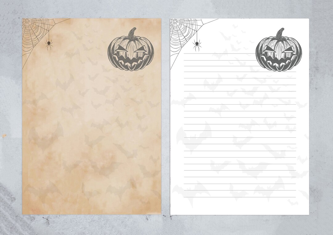 Halloween Themed Stationary Paper Set, Pumpkin, Bats and Spider Web ...