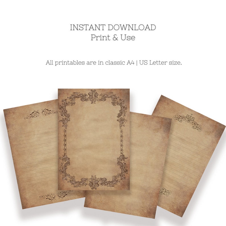 Victorian Poetry Parchment Gothic Stationery Paper Set A4 Etsy