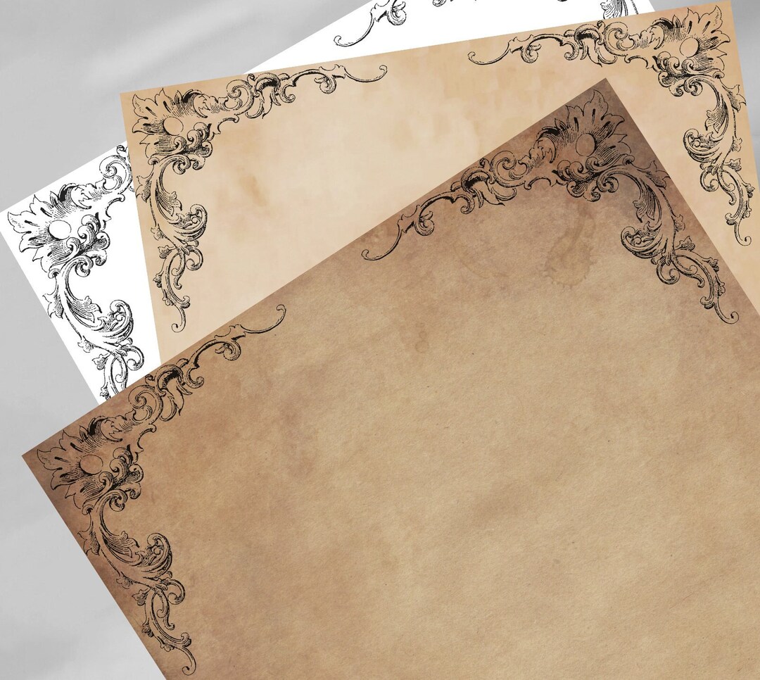 Victorian Floral Ornament Printable Stationery, Set of 6 Papers, Lined ...