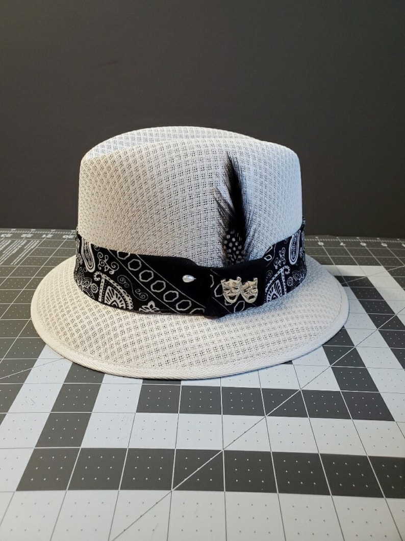 Classic Traditional Garcia White Fedora Lowrider Hat W/bandana Band - Etsy