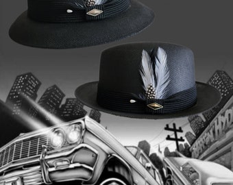 White Lowrider Stingy Brim Fedora | Mastermind Hats | Lowrider Fedora ...