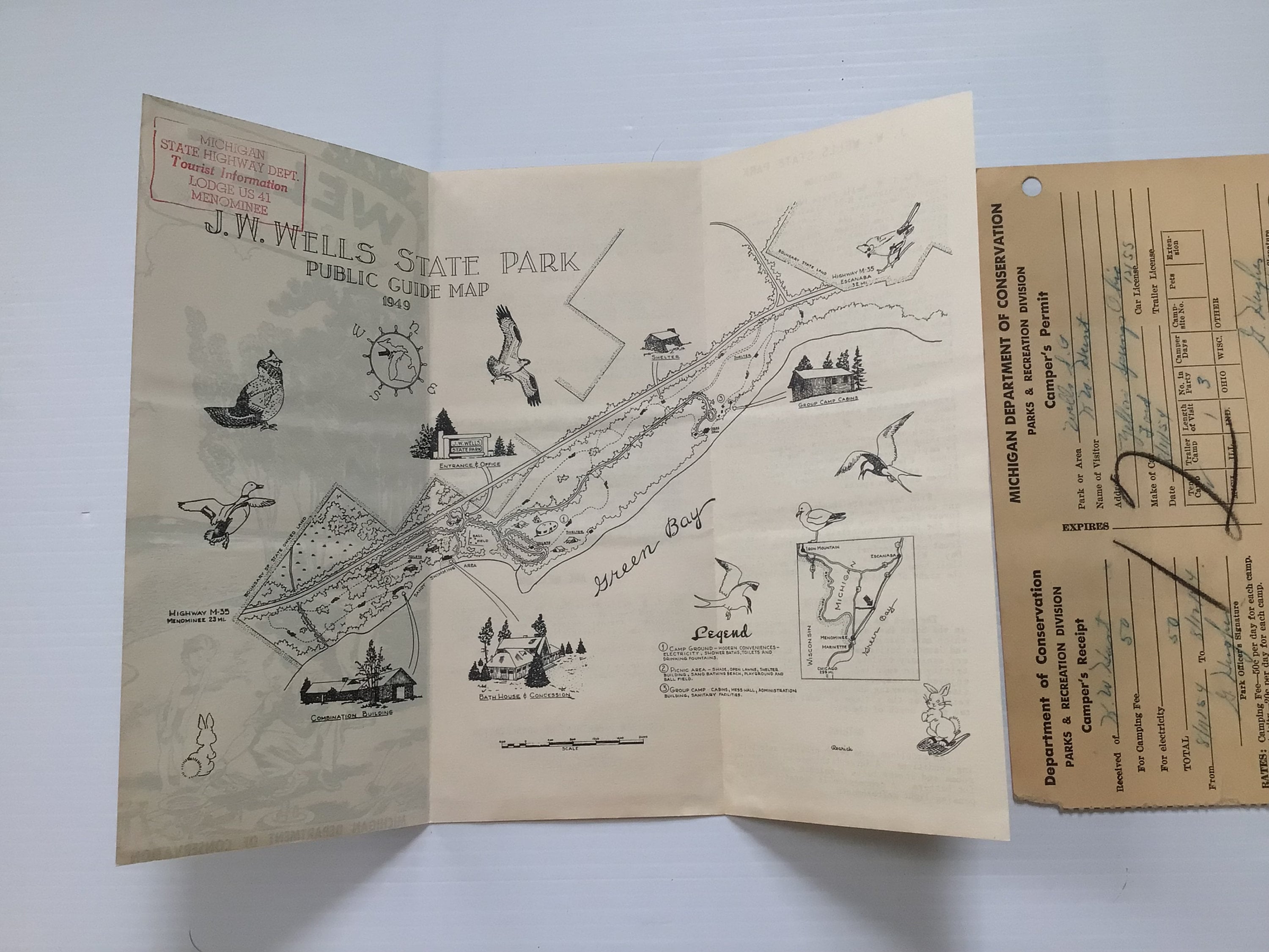 Antique Michigan State Park Brochures and Campers Permits Circa 1940s ...