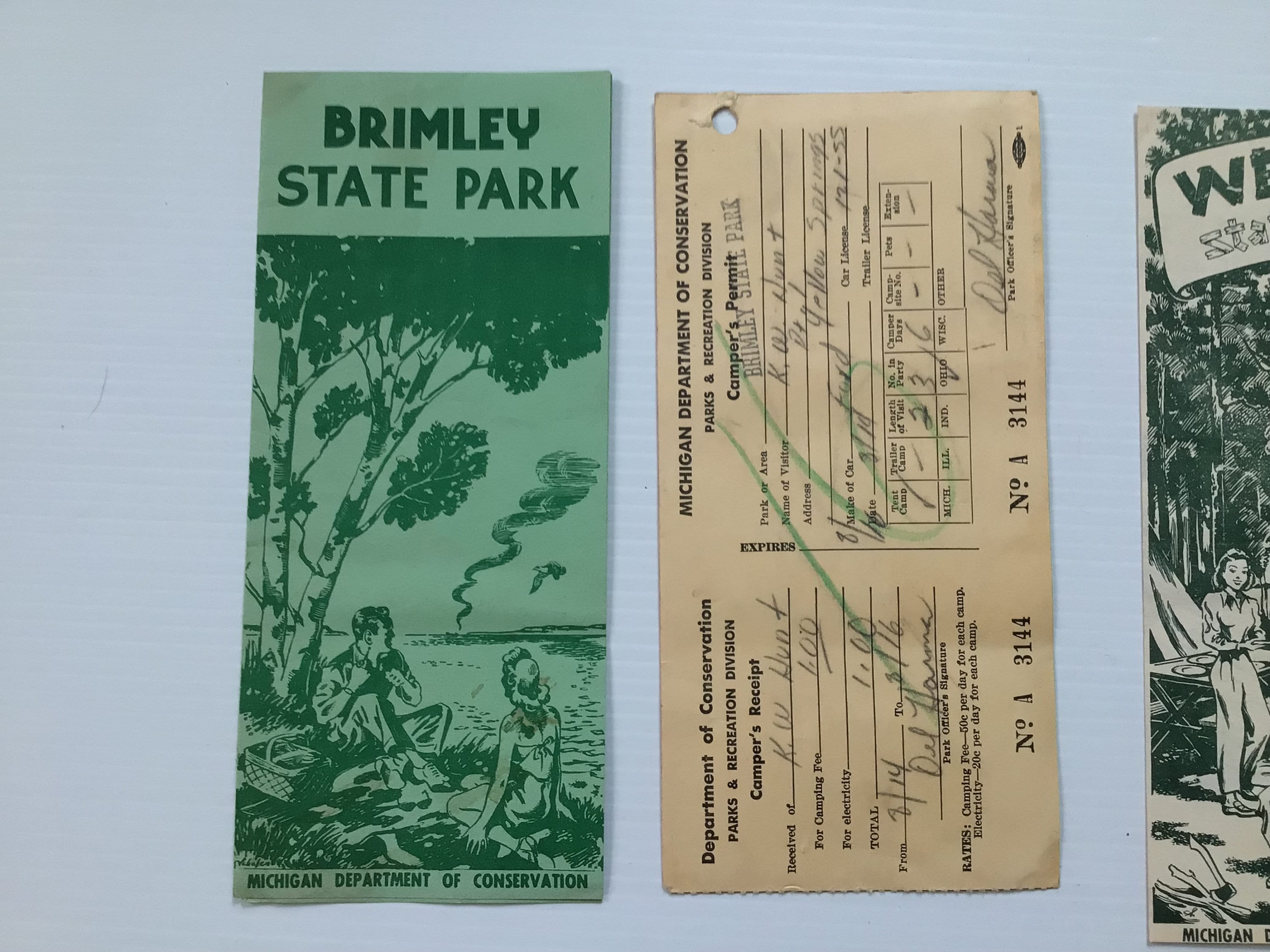 Antique Michigan State Park Brochures and Campers Permits Circa 1940s ...