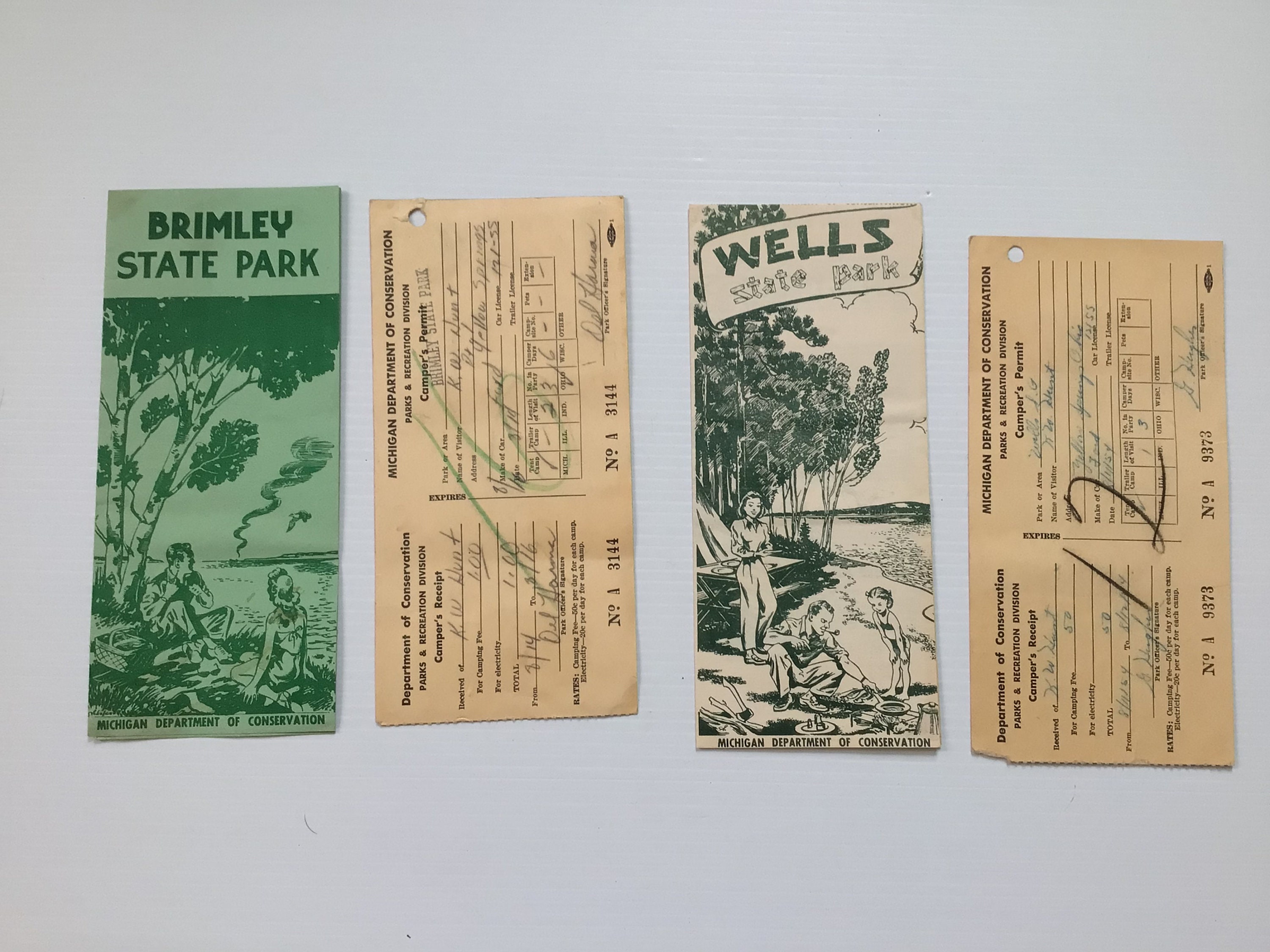 Antique Michigan State Park Brochures and Campers Permits Circa 1940s ...