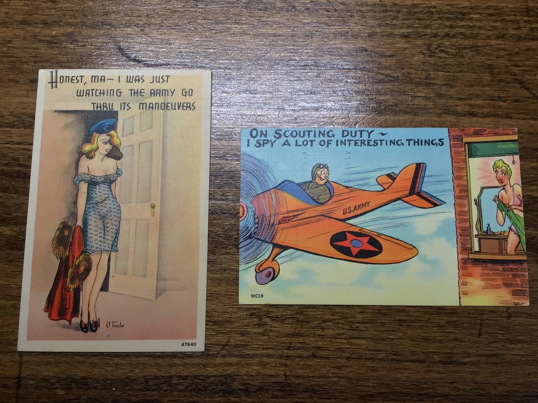 Two Risqué Comic Postcards WWII, One Card by Otoole, Used World War 2 ...