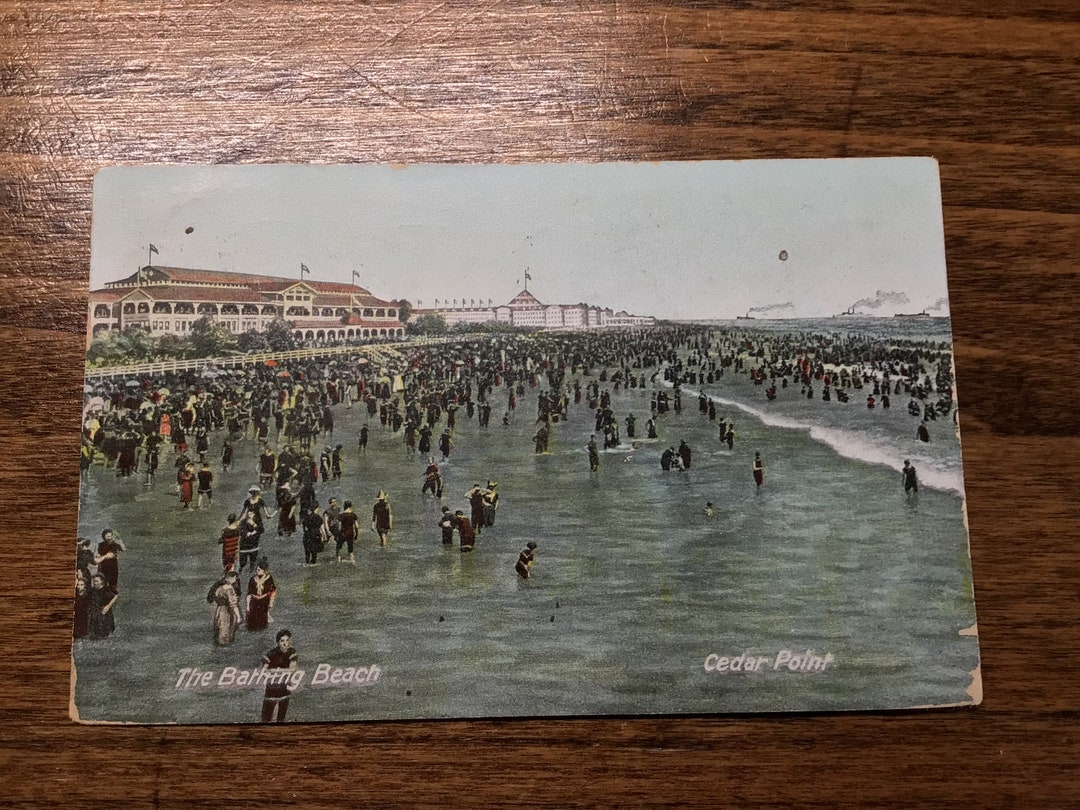 Antique Postcard of Beach at Cedar Point, Sandusky, Ohio the Bathing ...