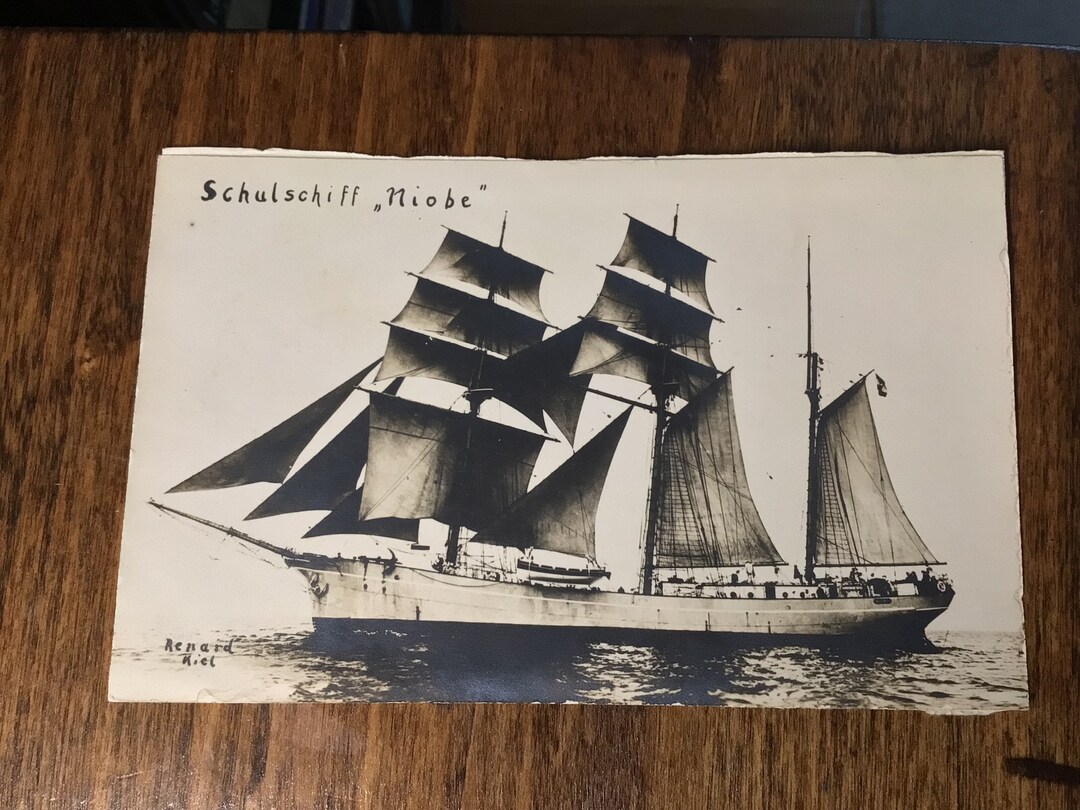 Real Photo Postcard of German Ship Schulschiff Niobe, Tall Ship in ...
