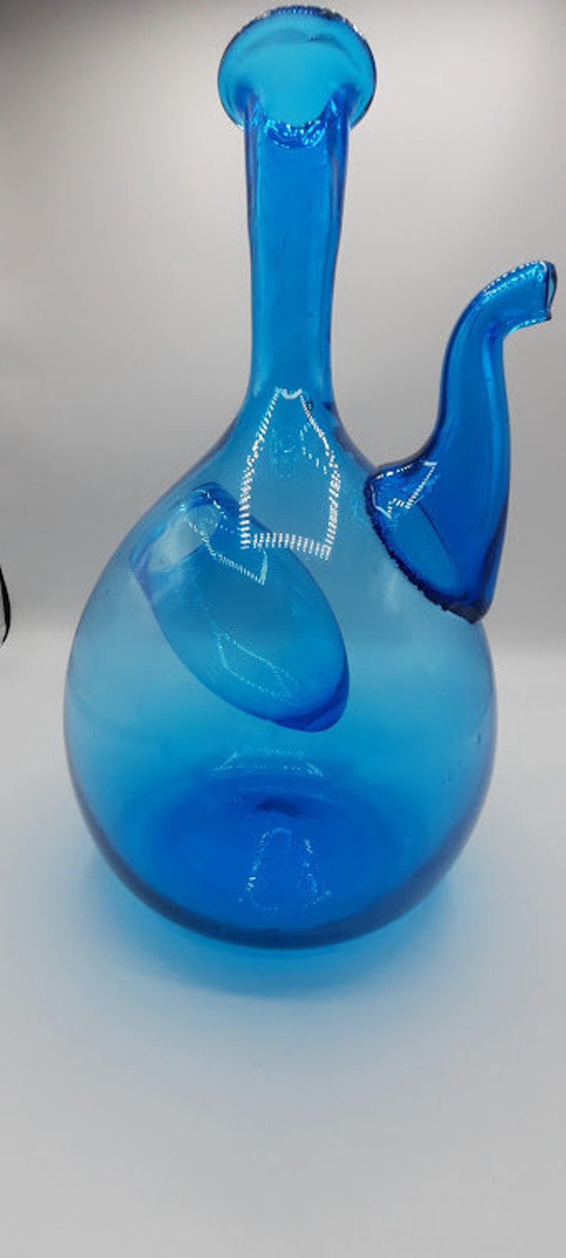 Vintage Italian Style Blue Glass Wine Decanter With Ice Chamber - Etsy