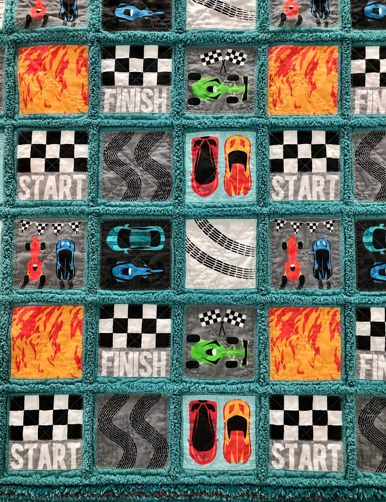 Racing Start to Finish Rag Quilt. Racers of Any Age Will Love This Rag ...
