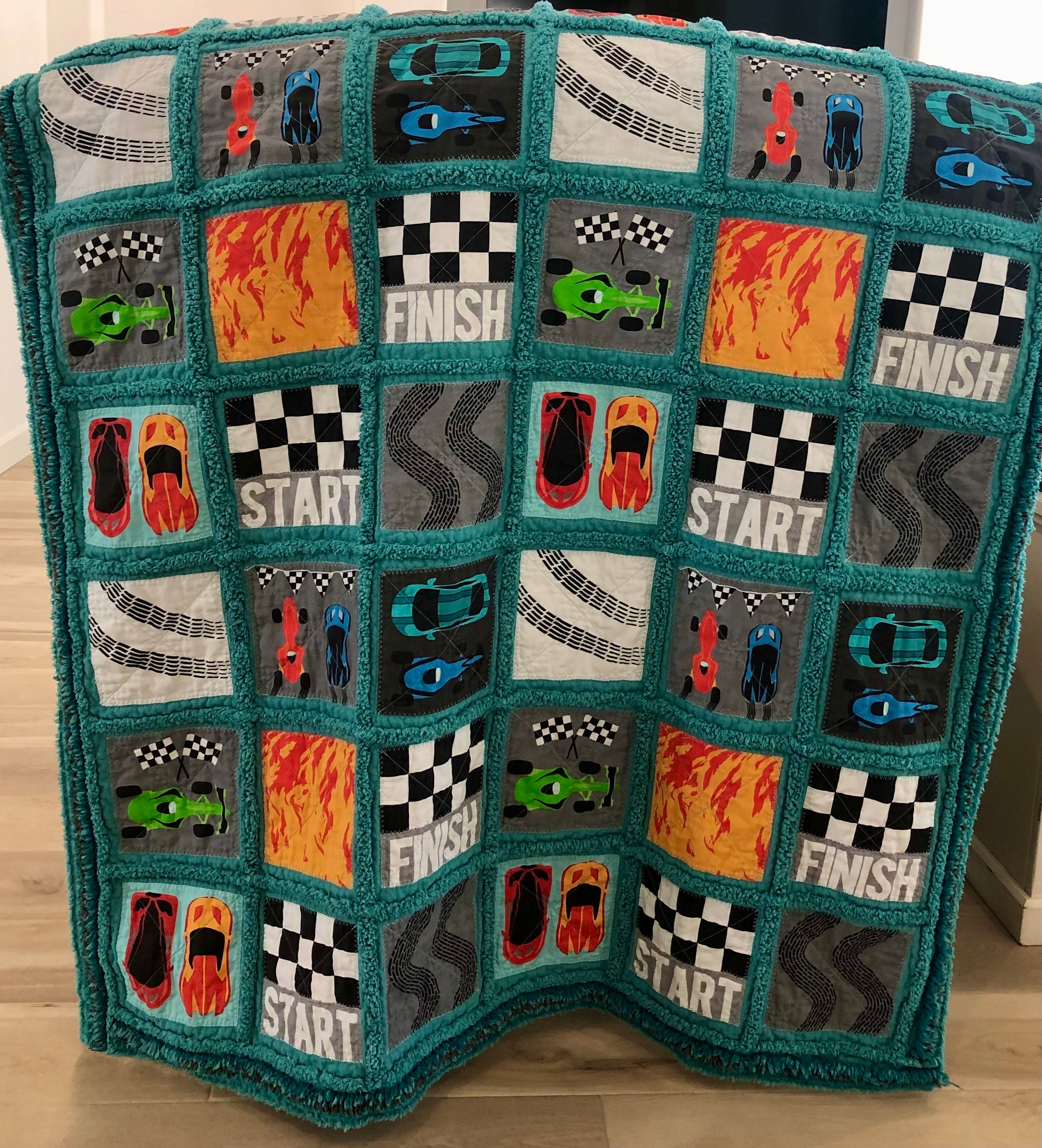 Racing Start to Finish Rag Quilt. Racers of Any Age Will Love This Rag ...