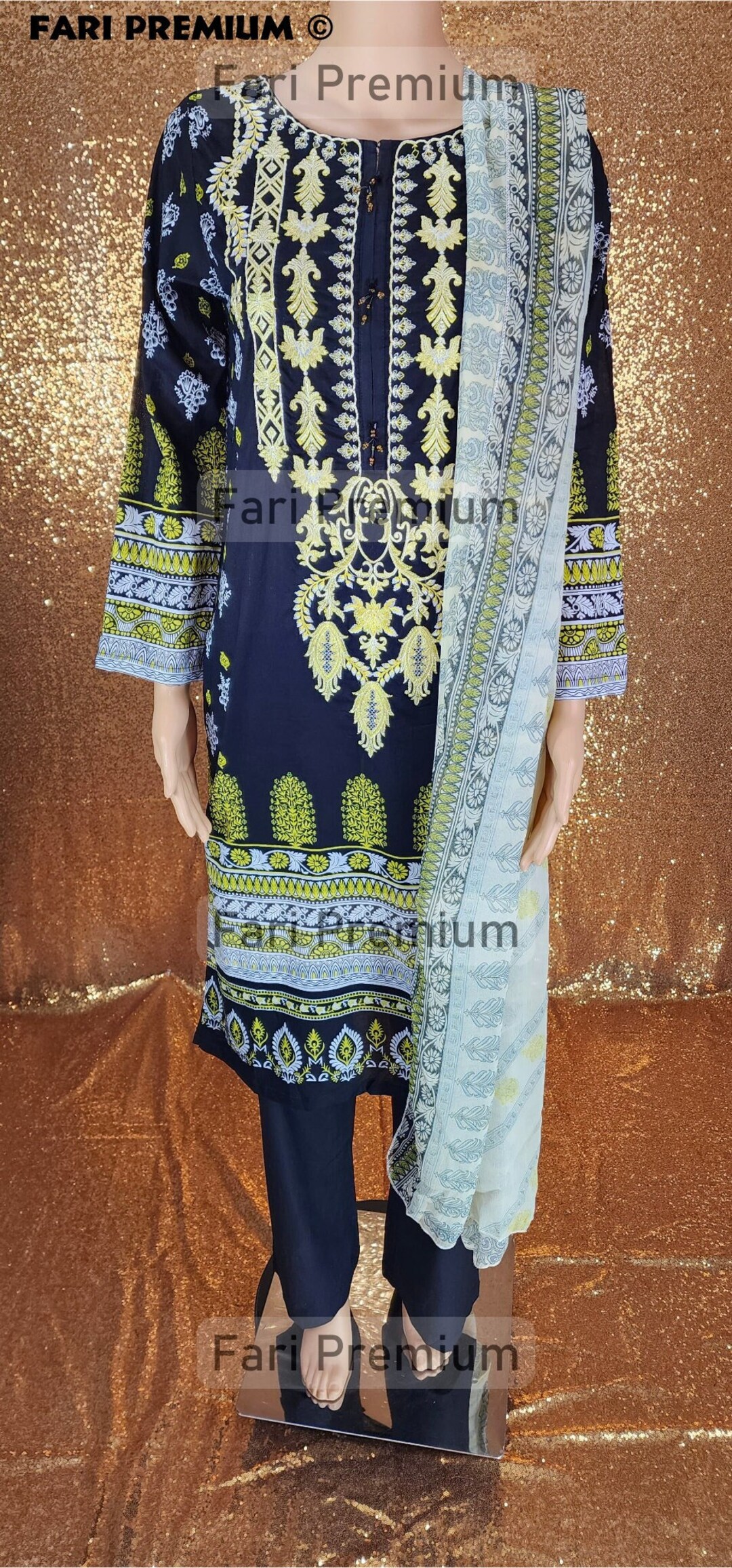 Warda Brand 3PC Embroidered Lawn, Chiffon Ready-made Shalwar Kameez ...