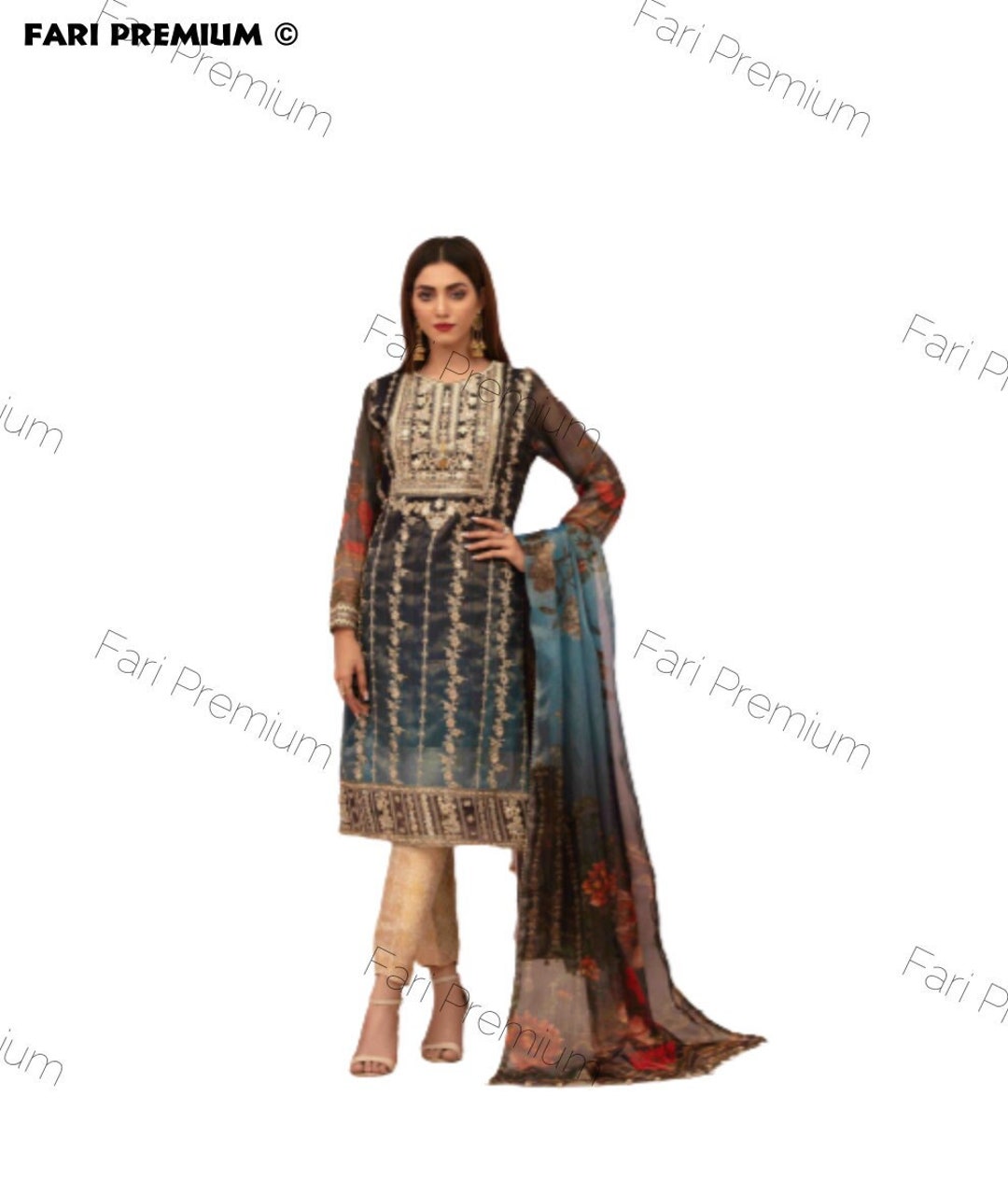 XL Tawakkal Brand Zardozi Embroidery Masuri Banarsi 3PC Shalwar Kameez ...