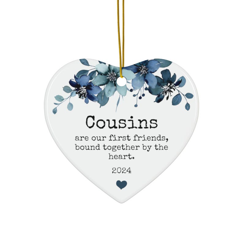 Cousin Blue Floral Ceramic Ornament Favorite Cousin Christmas Gift ...