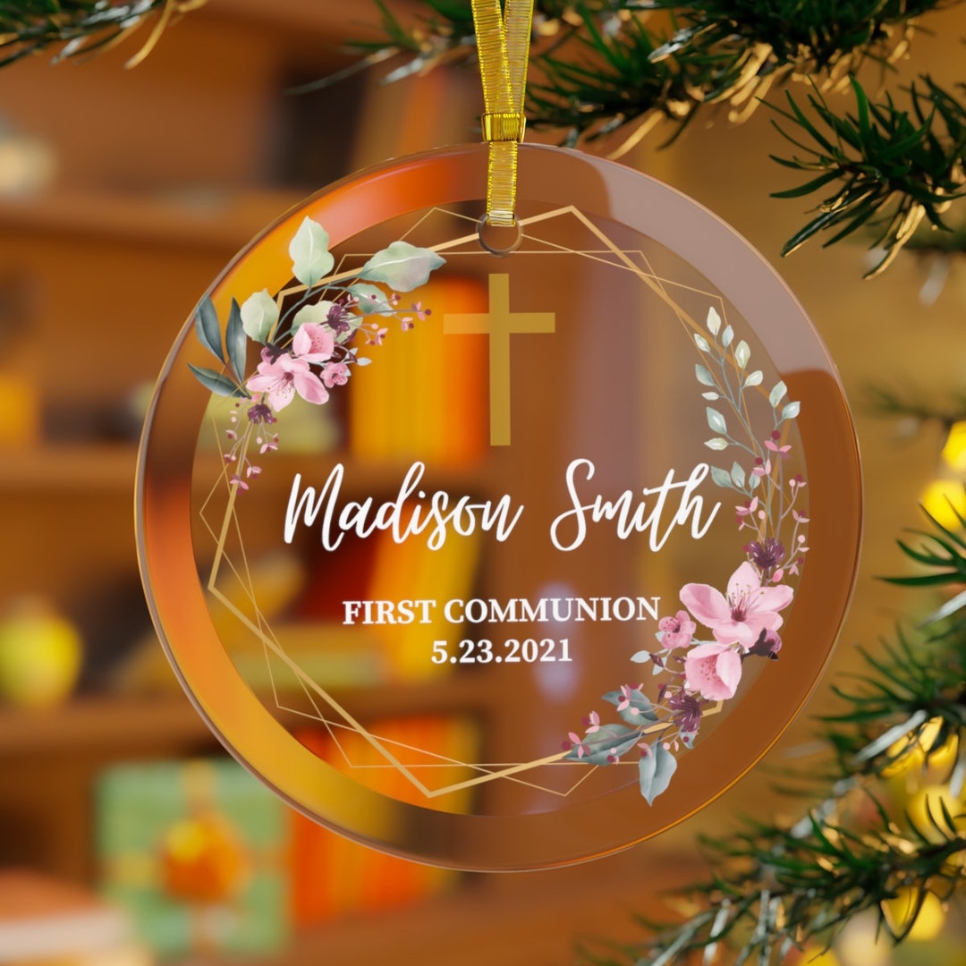 Personalized First Communion Glass Ornament Christening Baptism ...