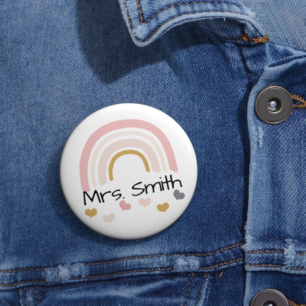 Custom Name Button 94 Teacher Button Name Tag Custom - Etsy