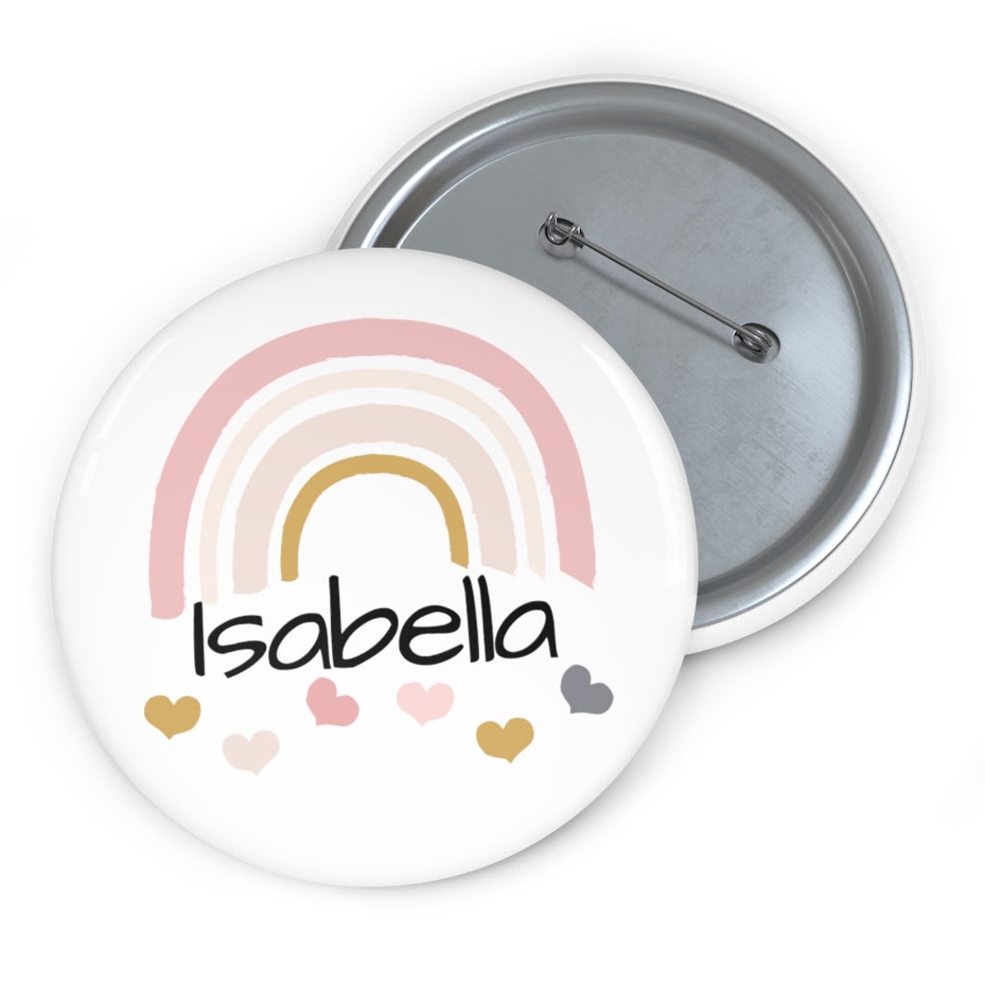 Custom Name Button #94 | Kid Rainbow Name Button | Name Tag | Lunchbox ...