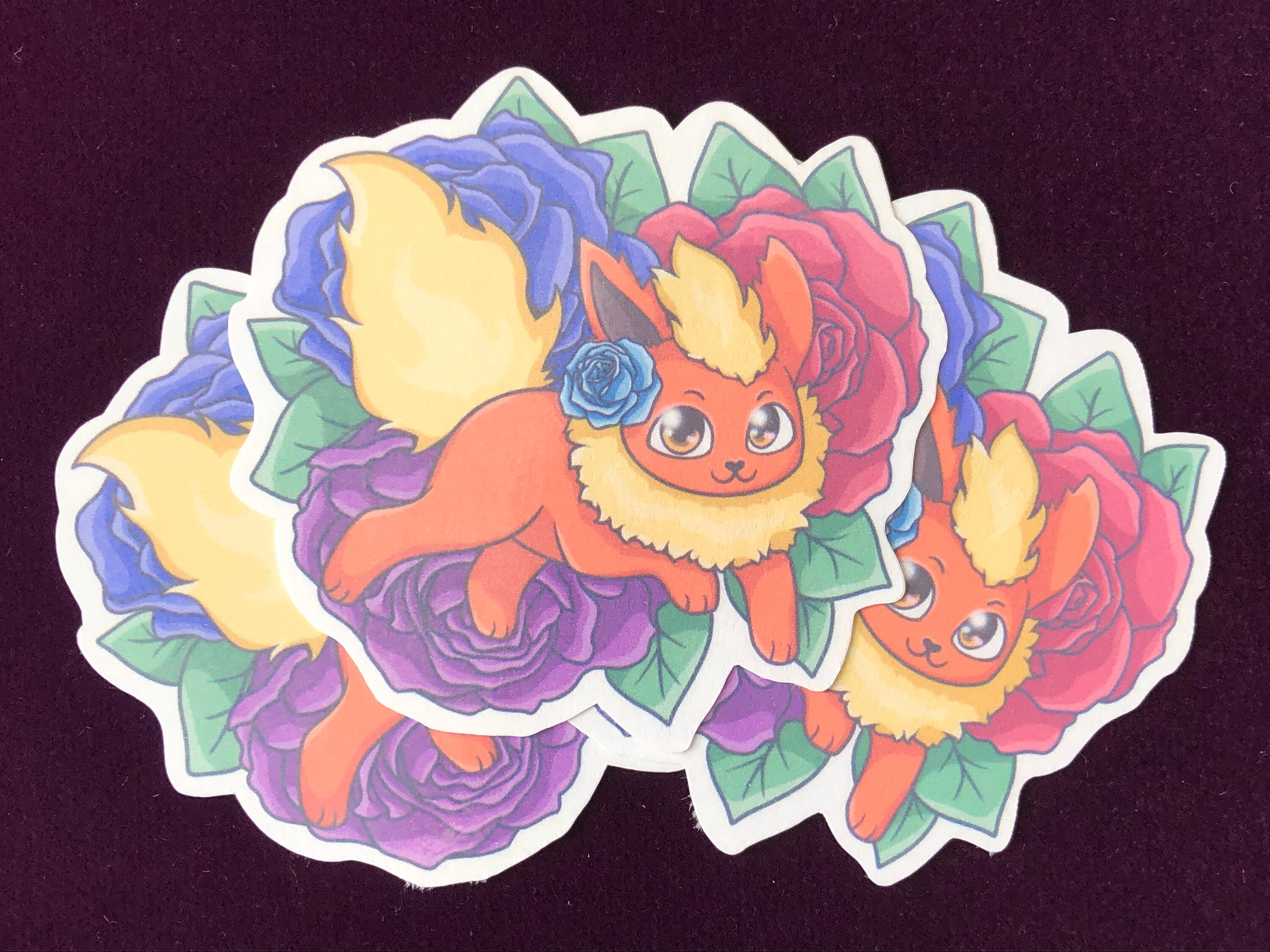 Flower Eeveelution Stickers Eevee, Flareon, Jolteon, & Vaporeon - Etsy
