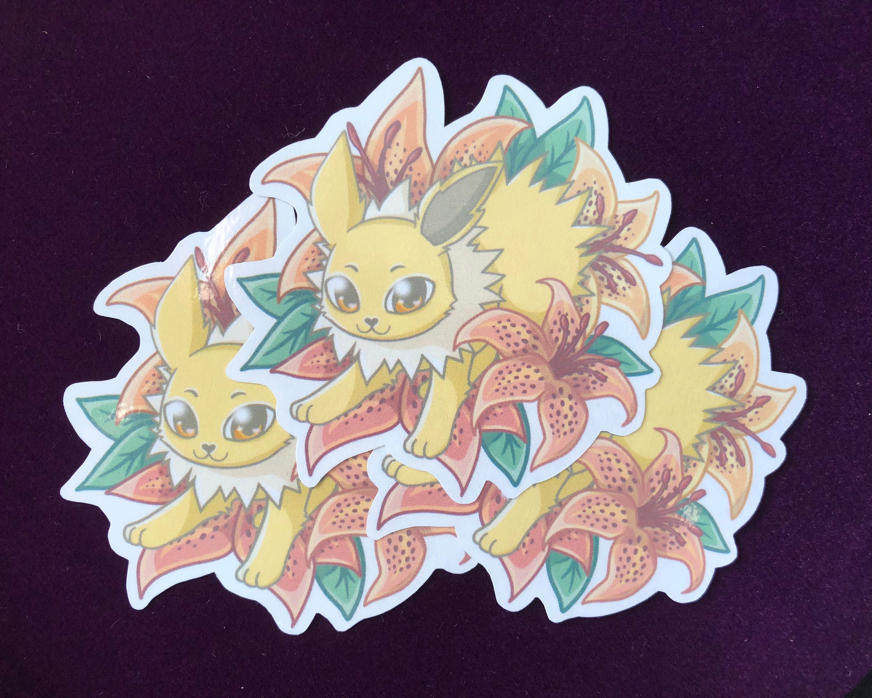 Flower Eeveelution Stickers Eevee, Flareon, Jolteon, & Vaporeon - Etsy