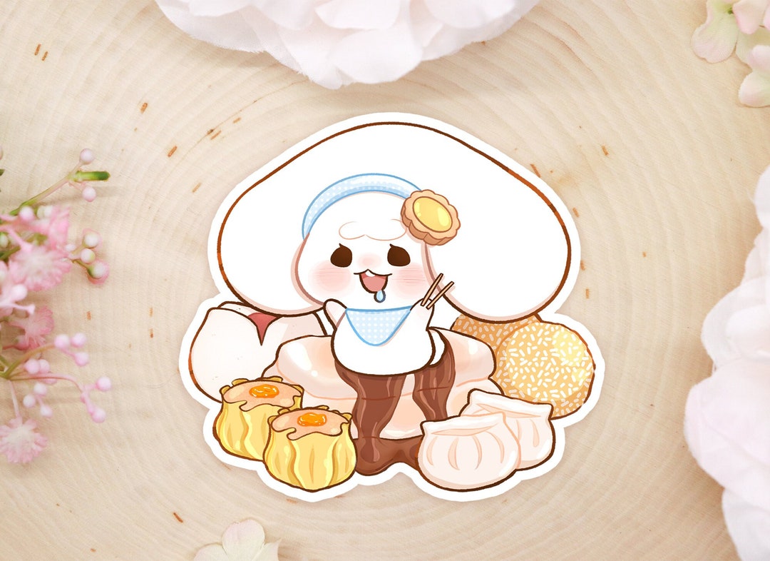 Yummy Food Dim Sum Chinese Food Bunny Sticker Cute Vinyl Sticker Laptop ...