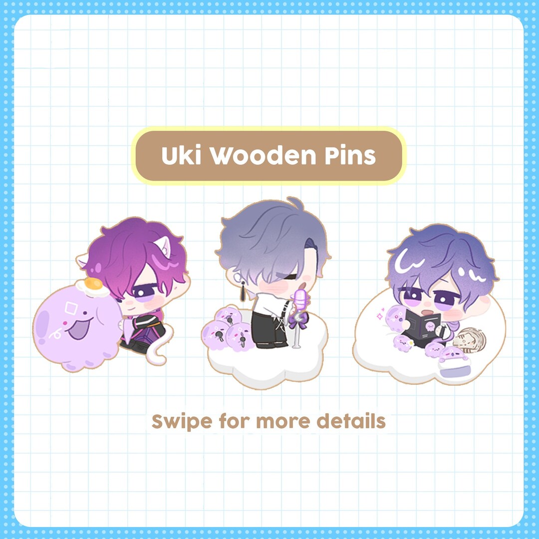 Uki Violeta Wooden Pins | Cute Accessories - Etsy