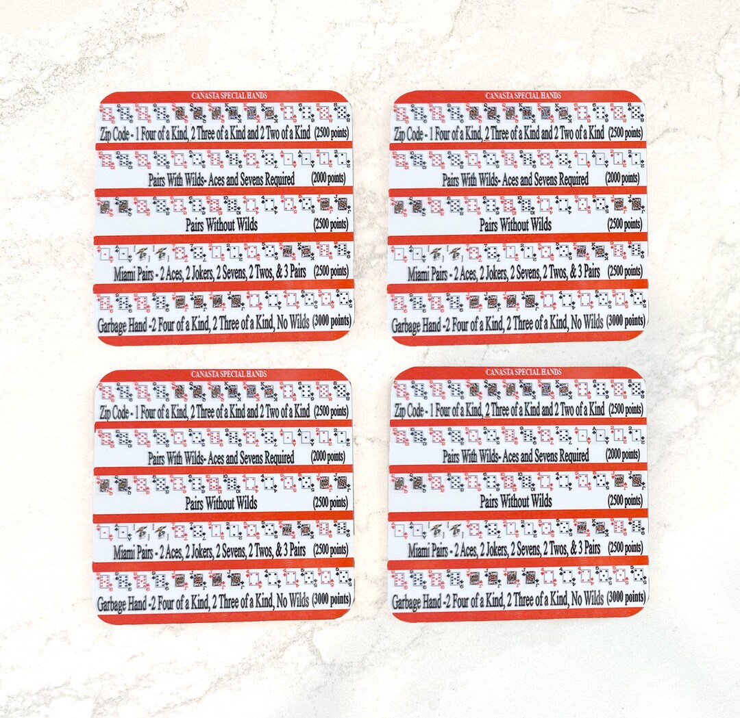 Set of 4 Special Hands Canasta Hardboard Coasters | Canasta Coasters ...