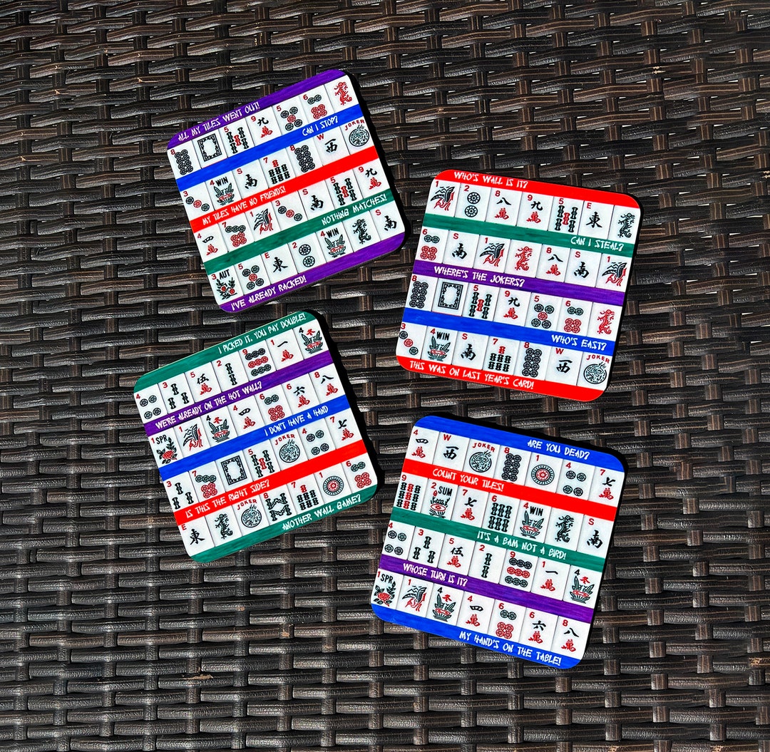 Mahjong Coasters With Sayings | Set of 4 - Etsy