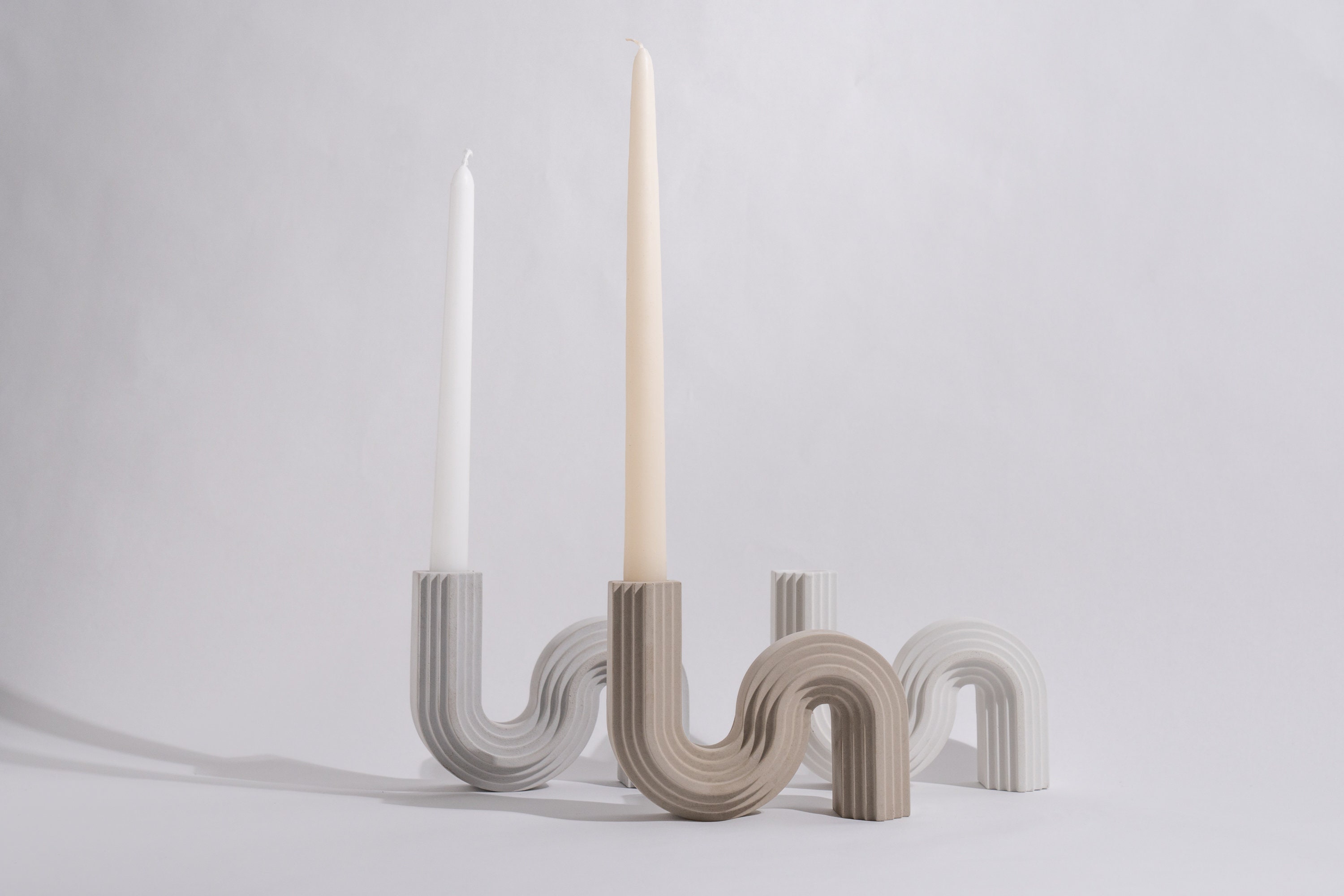 Concrete Taper Candle Holdernordic Candlestick Holderwavy - Etsy UK