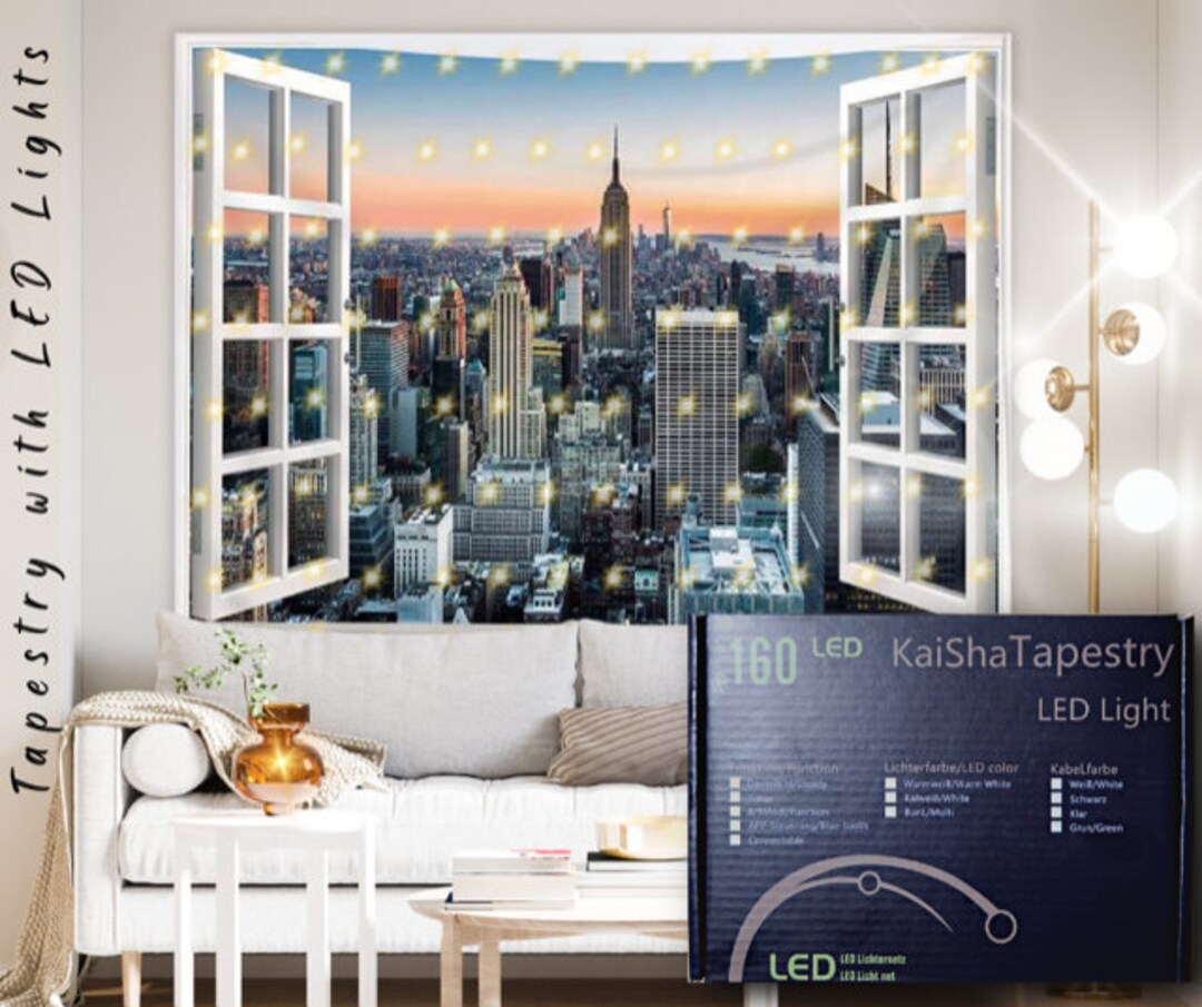 Kaisha LED Tapestry Wall Hanging; Architecture Backdrop New York City ...