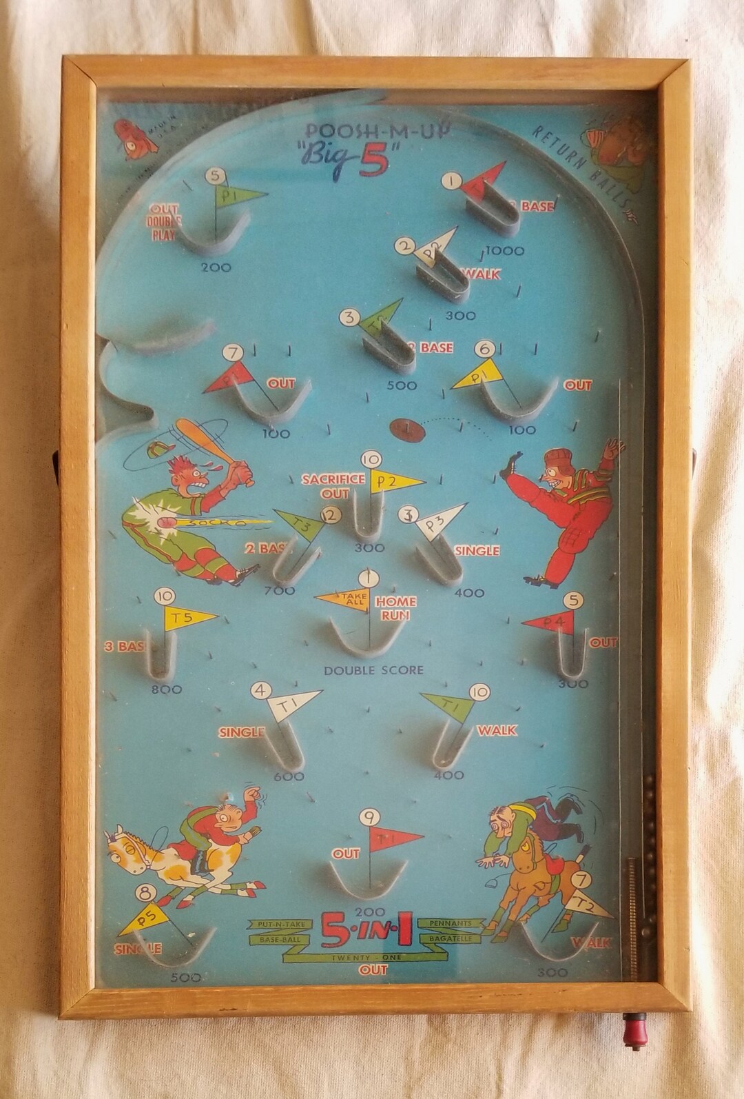 1950s Poosh-m-up Pinball Big 5 Tabletop Game - Etsy