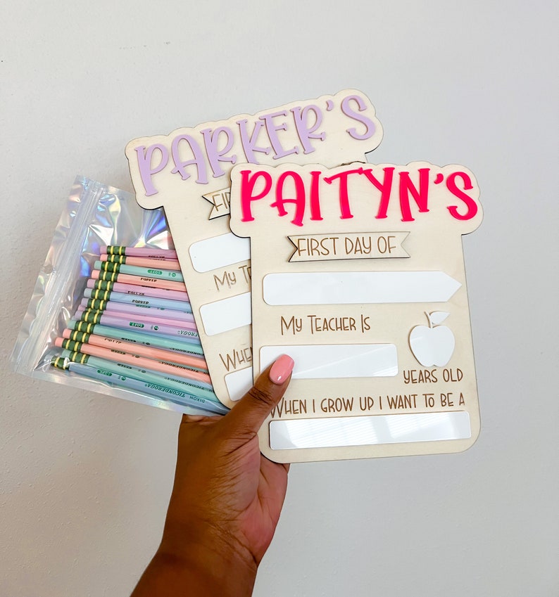 Personalized Wood & Acrylic Back to School Sign | Custom First Day of ...