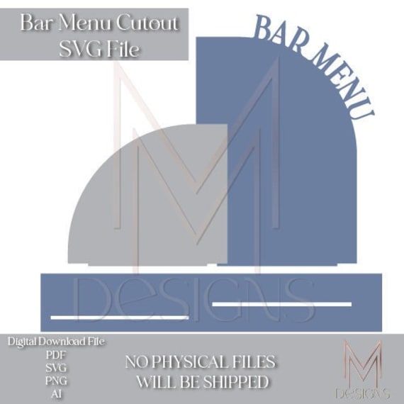 Bar Menu Sign SVG Template Acrylic Sign Double Arch .svg - Etsy