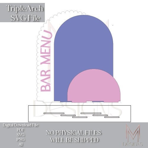 Triple Arch Bar Menu Sign SVG Template Acrylic Sign Double - Etsy Australia