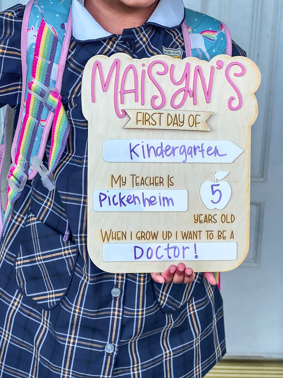 Personalized Wood & Acrylic Back to School Sign | Custom First Day of ...