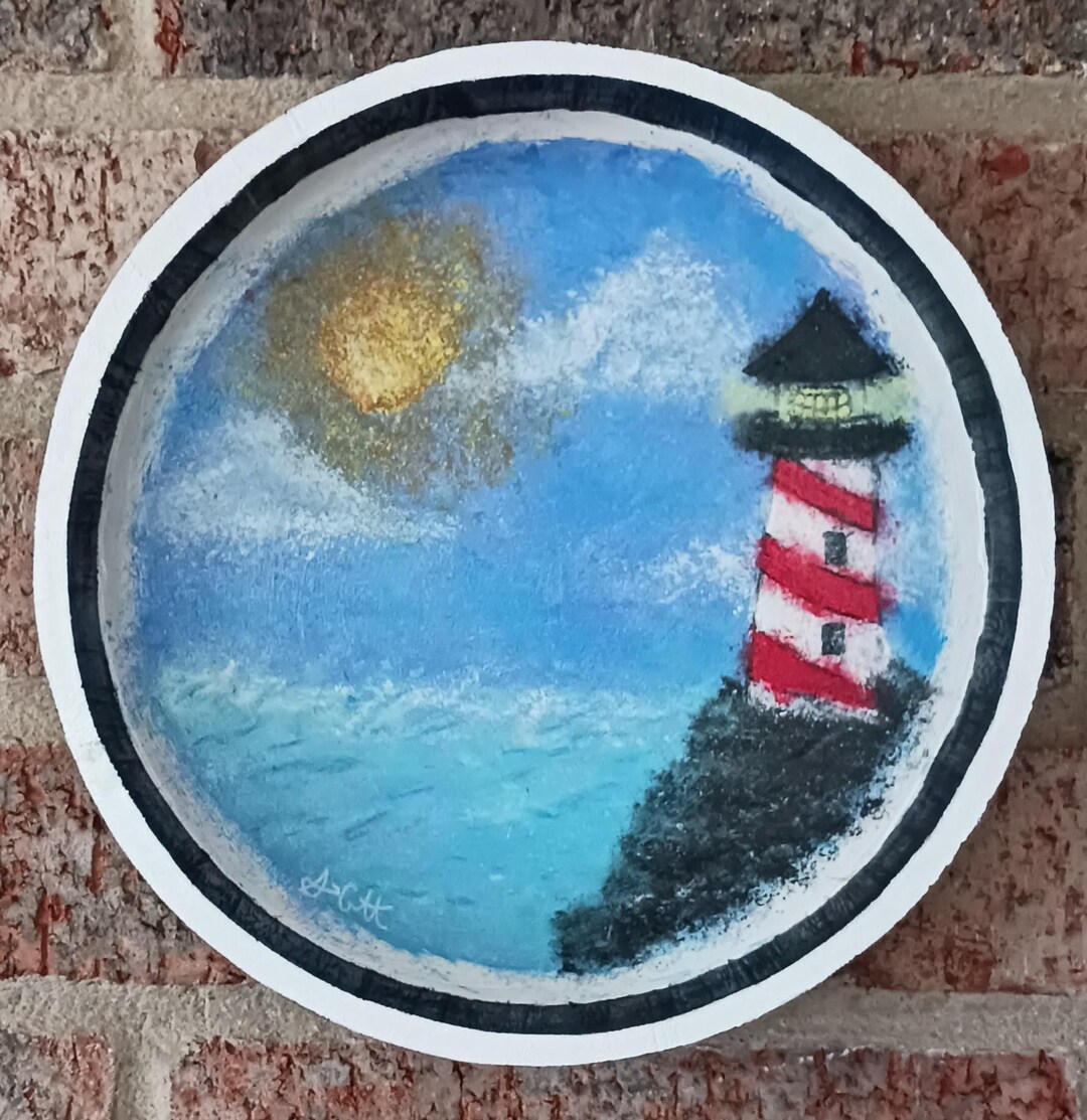 Acrylic Painting "the Stippled Lighthouse" - Etsy