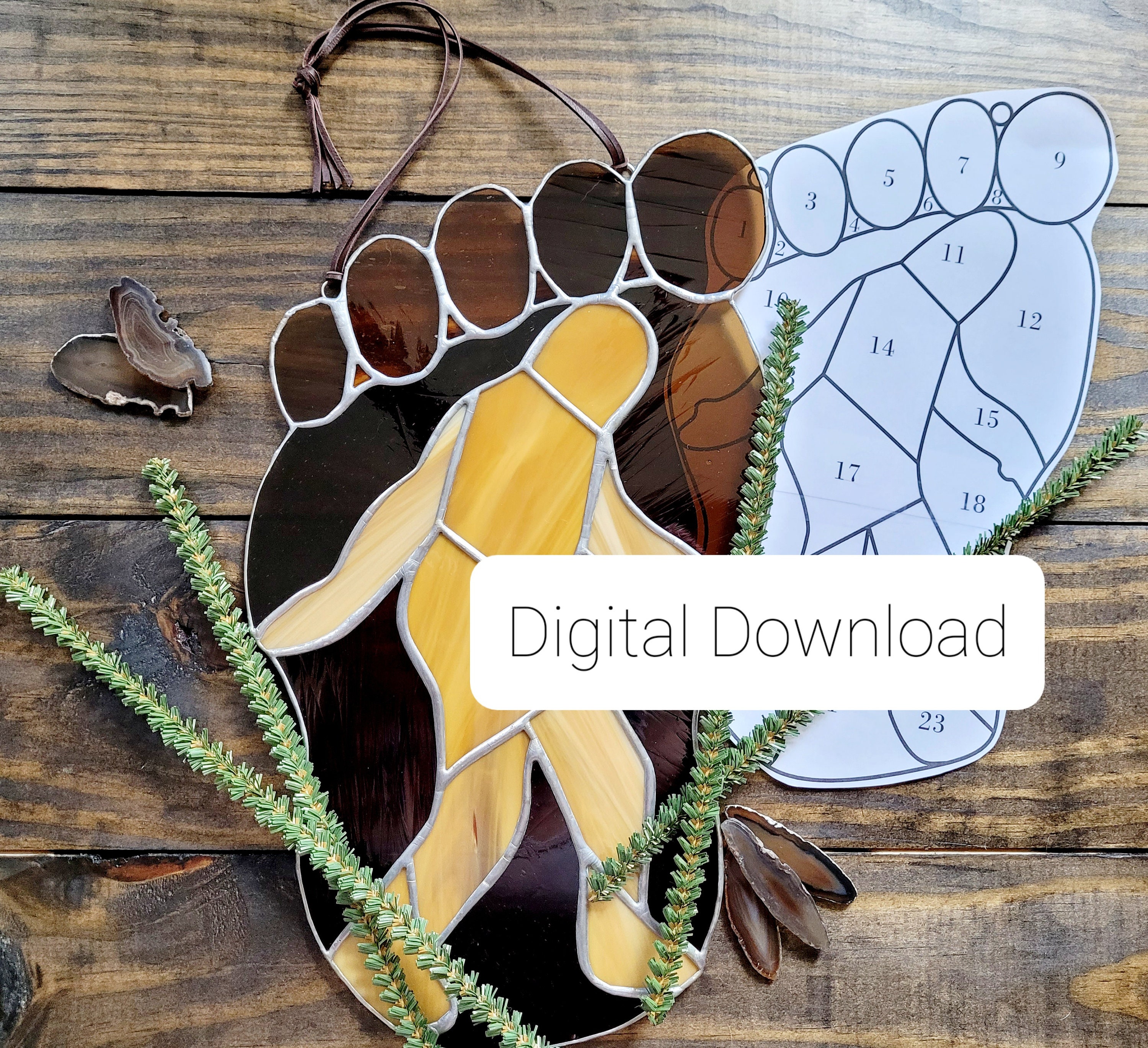 Stained Glass Pattern: "big Foot" PDF, Digital Download - Etsy