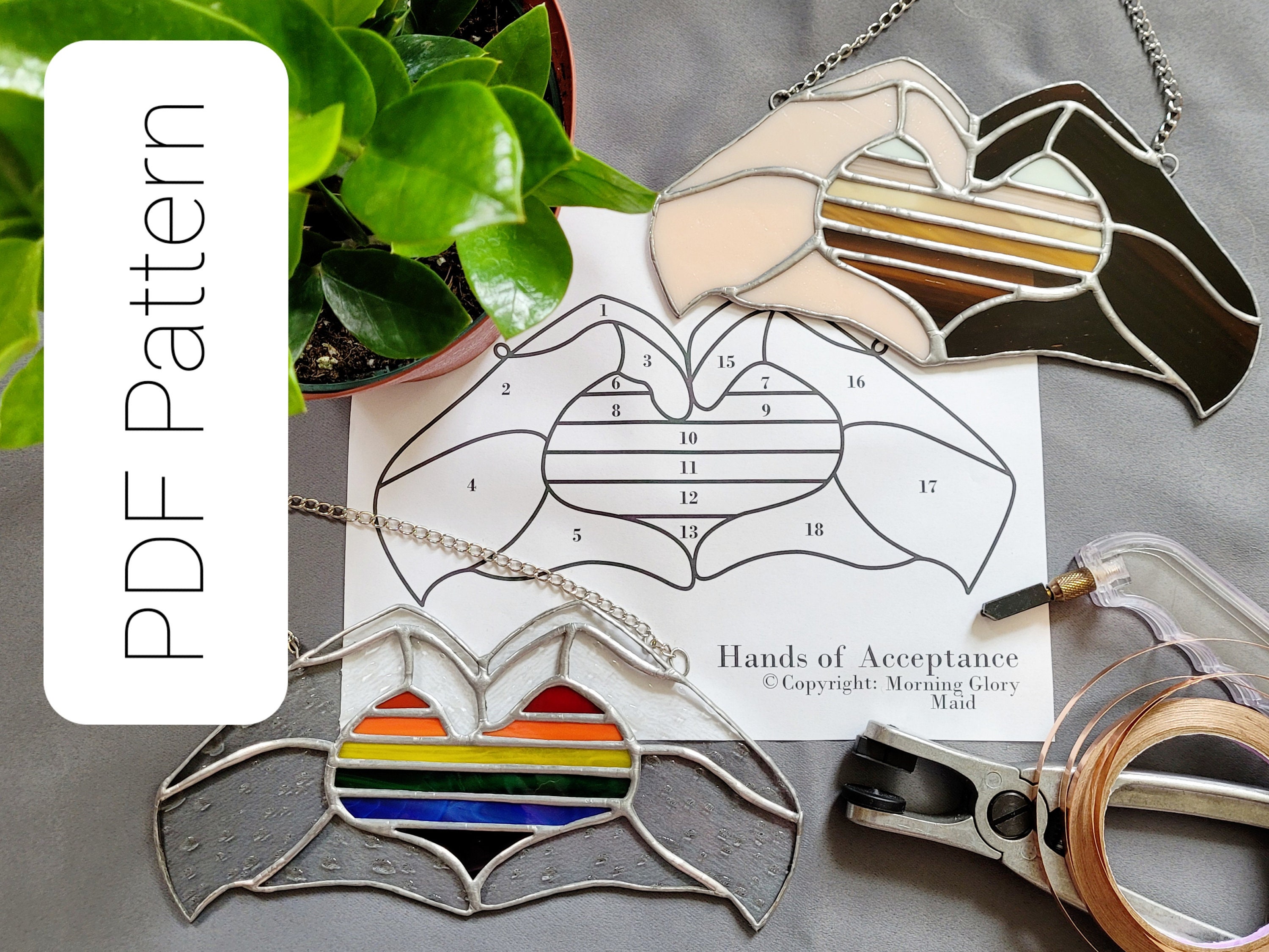 Stained Glass Pattern: hands of Acceptance - Etsy