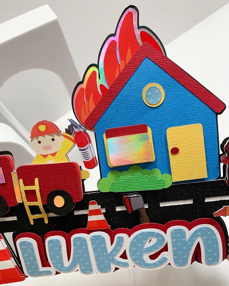 Firefighter Cake Topper,firetruck Cake Decor, Custom Birthday Decor ...