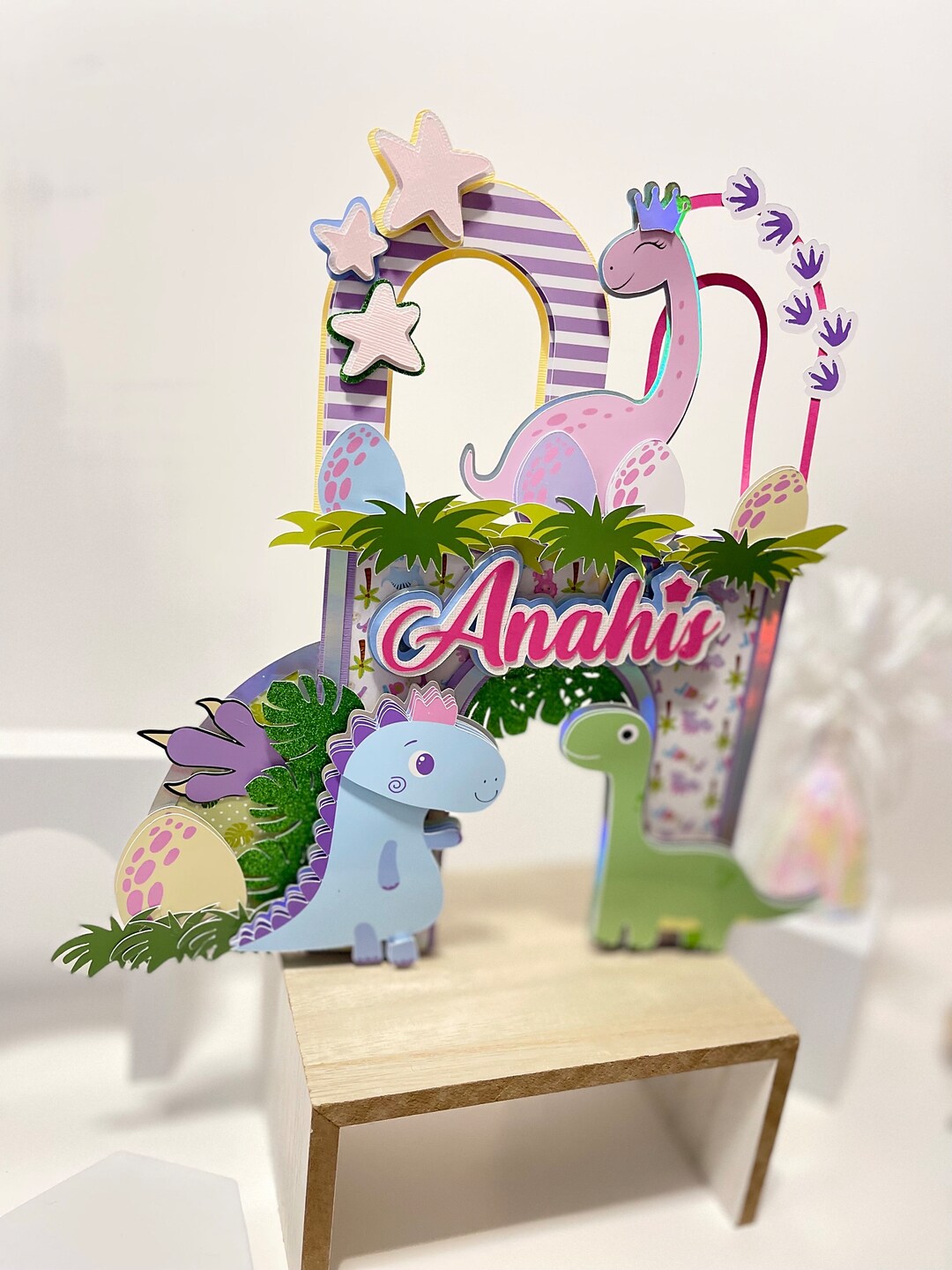 Dinosaur Cake Topper Dino Cake Topper Girl Cake Topper - Etsy