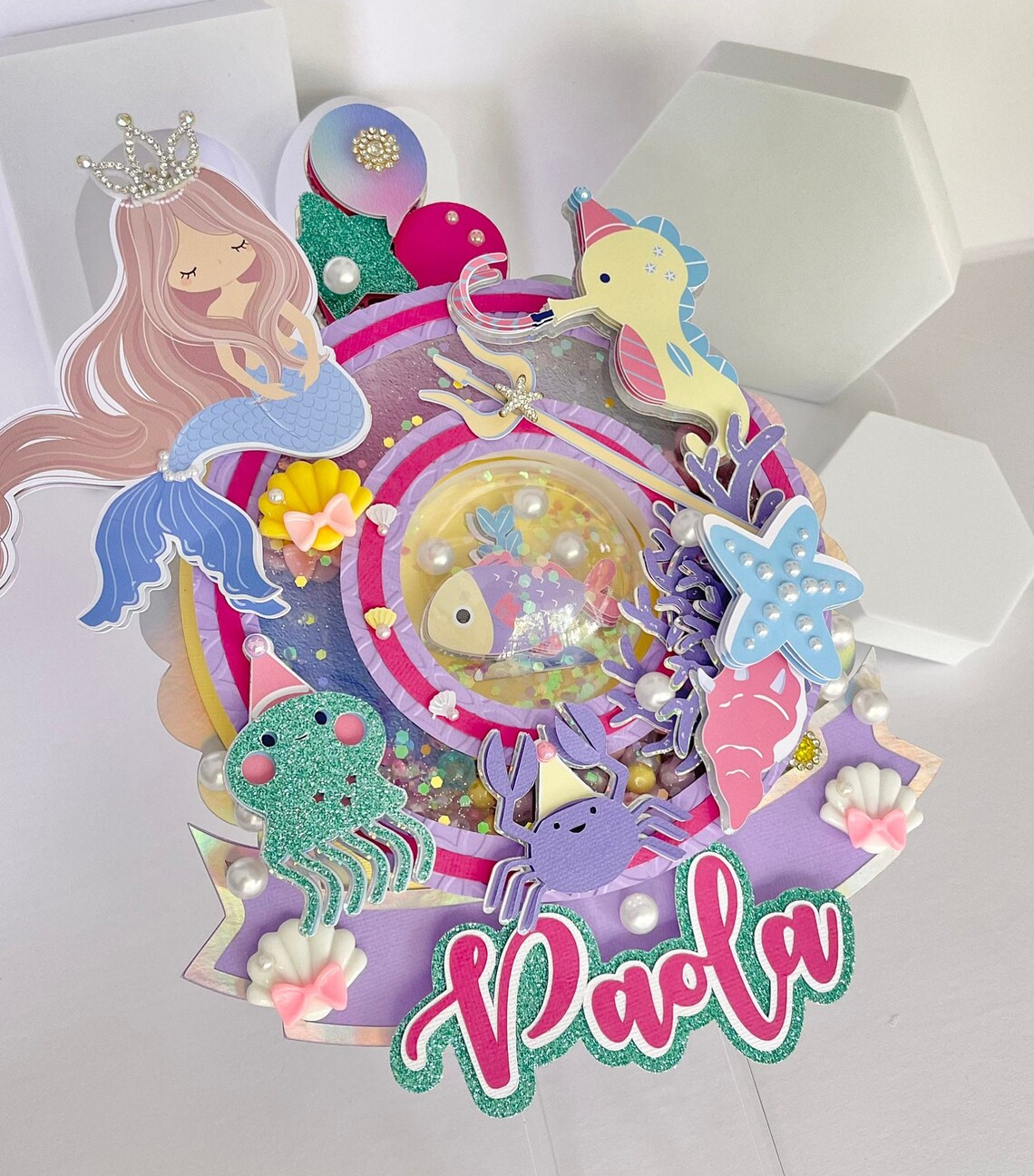 Mermaid Cake Topper Shaker Under the Sea Cake Toppers Cake - Etsy