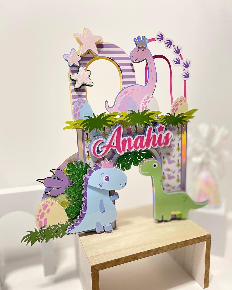 Dinosaur Cake Topper Dino Cake Topper Girl Cake Topper - Etsy