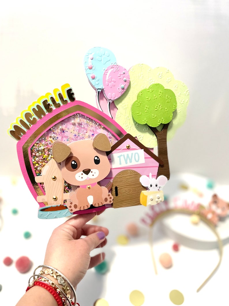 Dog Shaker Cake Topper, Girly Doggie Cake Topper, Pawty Cake Topper ...