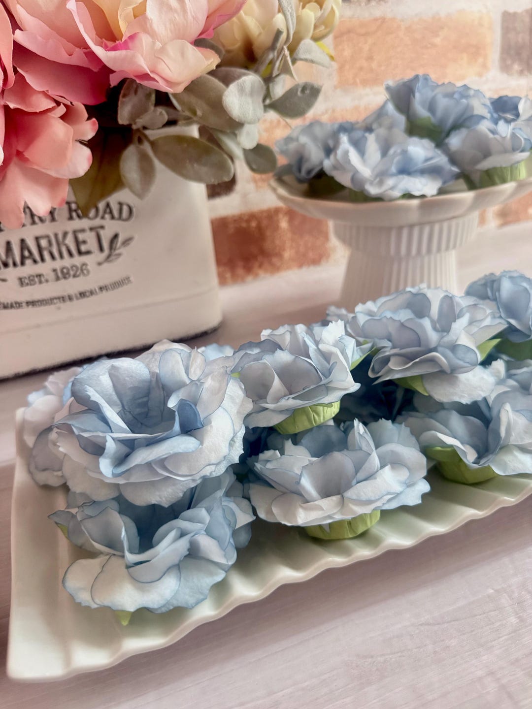 Peony Dusty Blue Flowers Wrapper for Chocolate Decorations - Etsy