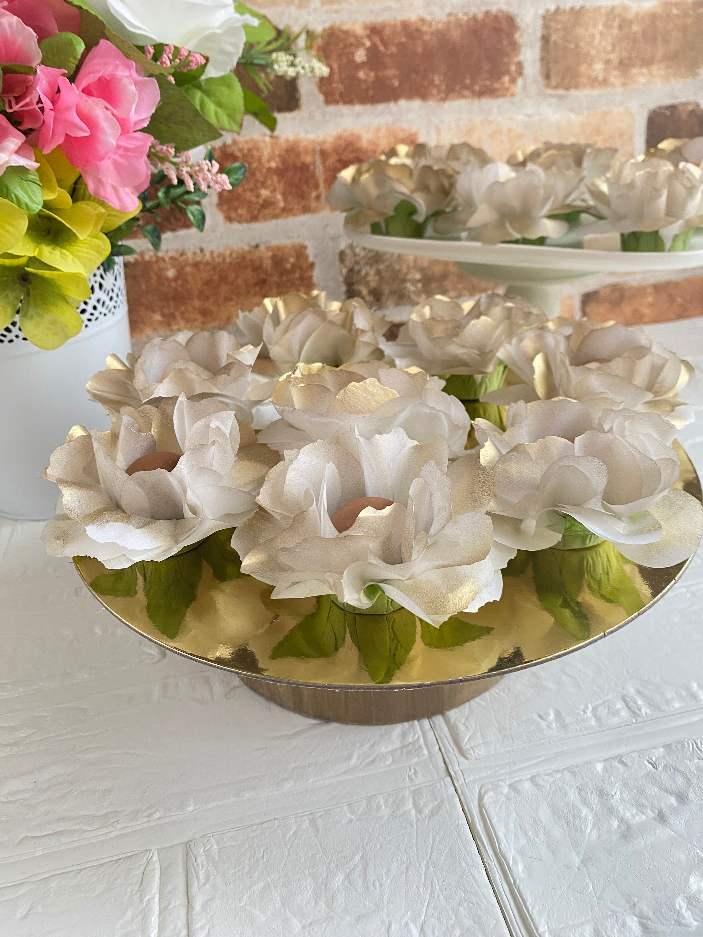 Peony Elegant Gold Wedding Flowers Wrapper for Holding Chocolate ...