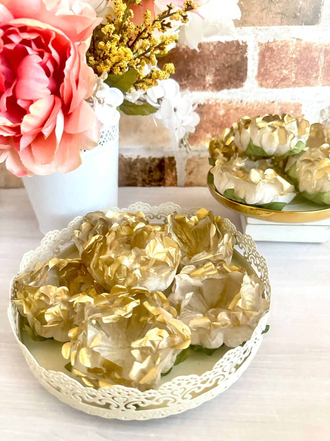 Large Peony Wedding Gold Flower Wrapper for Holding Chocolate ...