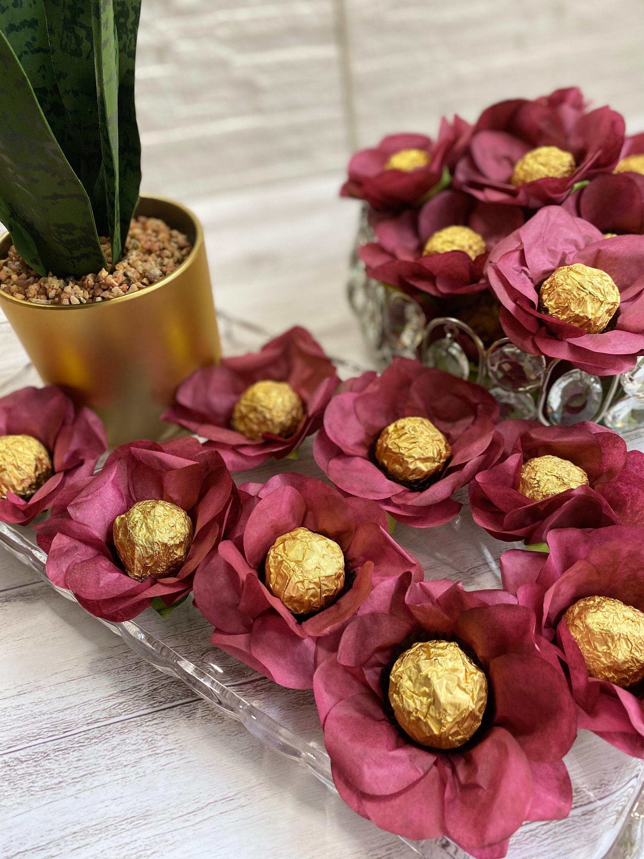Burgundy Wedding Roses Truffle Wrapper for Holding Chocolate - Etsy