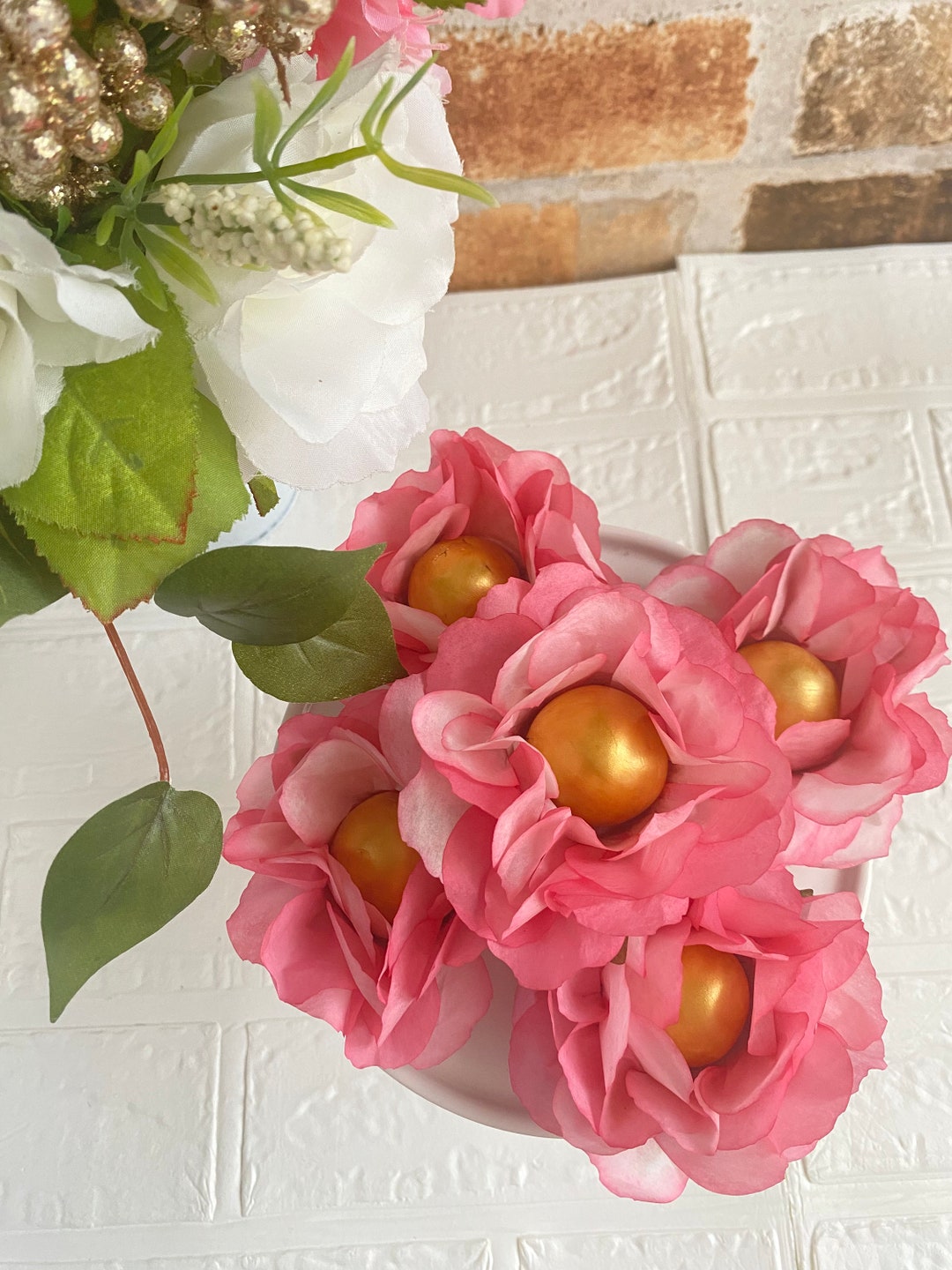 Peony Pink Flowers Wrapper for Holding Chocolate Decorations, Wedding ...