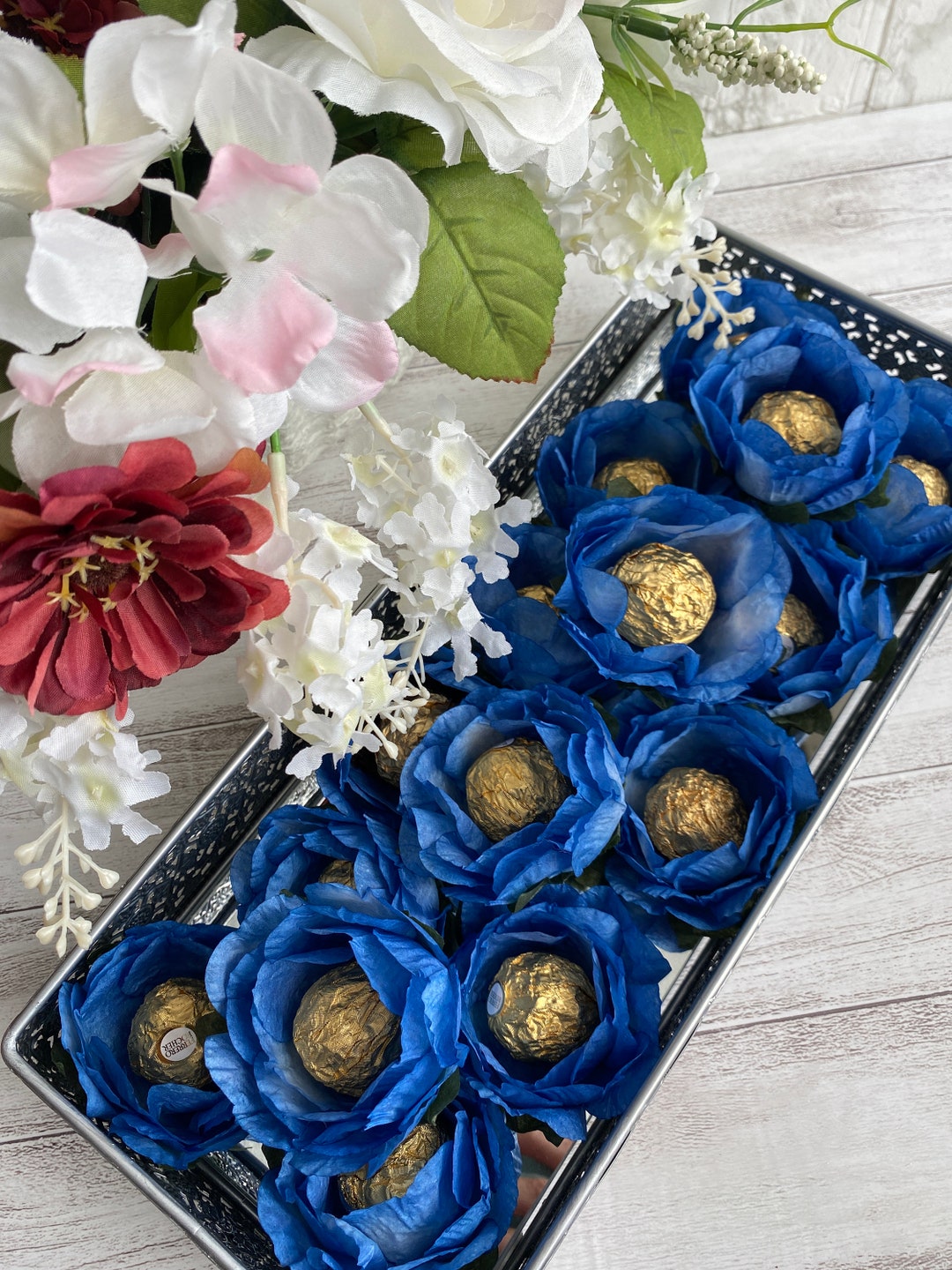 Wedding Indigo Flowers Truffle Wrapper for Holding Chocolate - Etsy