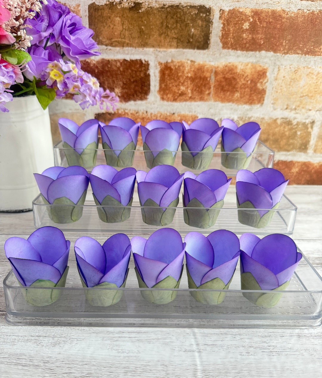 Tulip Purple Flowers for Candy, Chocolate Cups Baby Shower Decor 24 ...