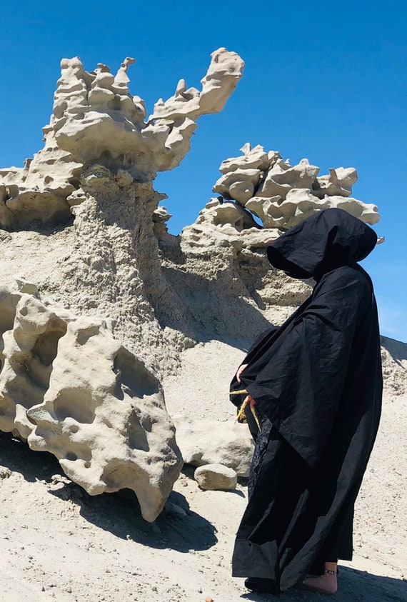 Black Occult Robe With Over Sized Hood and Bell Sleeves and - Etsy