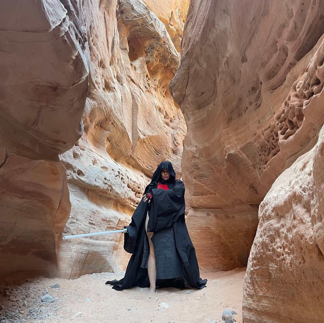 Sith Robe Hooded Black Occult Robe With Oversized Hood and Large Bell ...